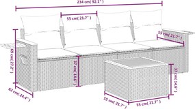 5dílná zahradní sedací souprava s poduškami černá polyratan 3259017