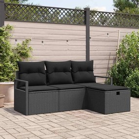 Set pohovek 4 ks 4-Počet míst Černá polyratan 3359152