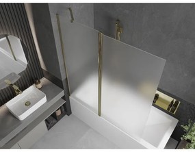 Mexen Flip, vanová zástěna 1-křídlová 140 x 150 cm, otočné křídlo, 6 mm námraza sklo, zlatý profil, 894-140-101-50-30