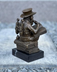 Bronzová socha soška - Opice s knihou Steampunk