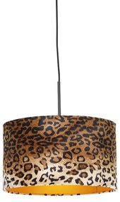 Moderní závěsná lampa černá s odstínem leopard 35 cm - Combi