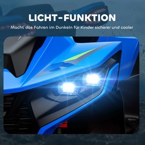 Elektroquad für Kinder, 3-6 km/h, LED-Scheinwerfer, Musik, USB, für 3-8 Jahre, Blau