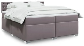 Box spring postel s matrací šedá 200x200 cm umělá kůže 3288438