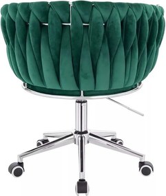 LuxuryForm DESIGN Židle NORDEN VELUR na stříbrné podstavě s kolečky - zelená