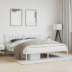 Kovový rám postele s čelem bílý 180 x 200 cm