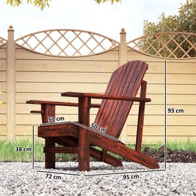 Zahradní židle Adirondack s držákem na kelímek Zahradní lehátko Balkonová židle z masivního dřeva Charred 72 x 95 x 93 cm