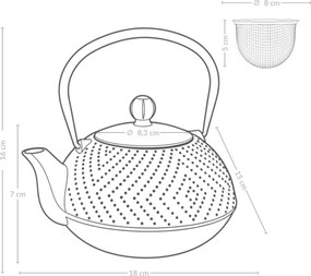 Litinová čajová konvice s filtrem KAMIN, 900 ml, tmavě modrá