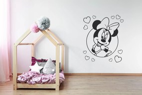 Lepy.cz Samolepka na zeď Minnie - Srdíčka Velikost (šířka x výška): 40x47cm, Barevná varianta: Bílá