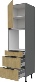 CREMONA ac | vysoká skříňka 60 DPS-215 3S1F na vestavnou troubu | PREMIUM BOX | 60 cm | antracit/cremona