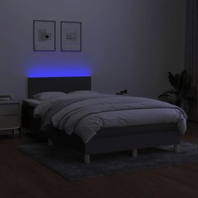 Box spring postel s matrací a LED tmavě šedá 120x190 cm textil 3270082