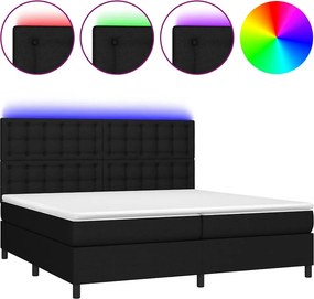 Box spring postel s matrací a LED černá 200x200 cm textil 3135223