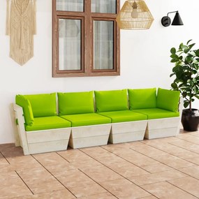 vidaXL 4místná zahradní pohovka z palet s poduškami smrkové dřevo [3063450] Barva: Jasně zelená