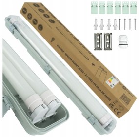 ECOLIGHT Hermetické svítidlo 60cm + 2x LED trubice studená bílá - SET