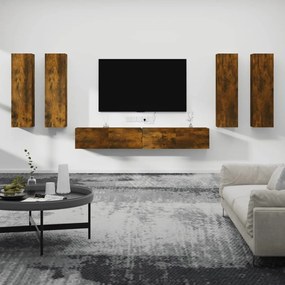 vidaXL 6dílný set TV skříněk kompozitní dřevo [3114354] Barva: kouřový dub