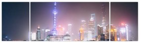 Obraz nočního Šanghaje (170x50 cm)