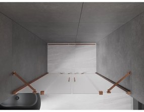Mexen Velar Duo, posuvné sprchové dveře do otvoru 150 cm, 8mm sklo námraza, růžové zlato, 871-150-000-32-60