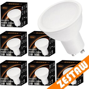 Sada 6 LED žárovek GU10 3W 250lm 4000K - neutrální bílá