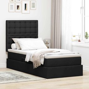 Postel s úložným prostorem a matrací Černá 90 x 200 cm textil 3371882