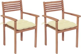 vidaXL Zahradní židle 2 ks podušky masivní teak [3062283] Barva: Šedá