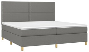 Box spring postel s matrací a LED tmavě šedá 200x200 cm textil,  3135382