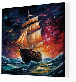 Obraz na plátně - Plachetnice Sirene na nočním rozbouřeném moři FeelHappy.cz Velikost obrazu: 120 x 120 cm