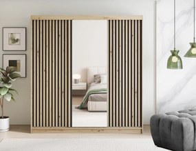 Šatní skříň Emerio se zrcadlem 180 cm dub Artisan