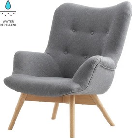 Křeslo ušák TOM | 81 cm | IMPREGNOVANÁ TKANINA | šedá + bukové nožičky