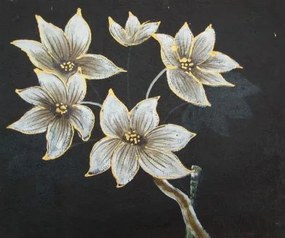 Pět bílých květů - 90 x 120 cm