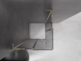 Mexen Velar L Duo, sprchový kout s posuvnými dveřmi 90 x 90 cm, 8mm šedé sklo, zlatá lesklá, 871-090-090-02-43-50