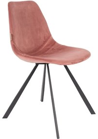 OnaDnes -20% Růžová sametová jídelní židle DUTCHBONE Franky