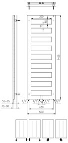 Sapho Sapho, BLOCK topidlo 500x1465 mm, černá matná, IR185