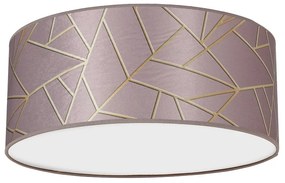 Stropní svítidlo Ziggy Round, 1x růžové/zlaté textilní stínítko, (bílé plexisklo), (fi 40 cm)