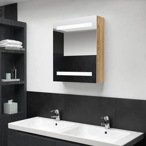 LED koupelnová skříňka se zrcadlem dub 50 x 14 x 60 cm 326484