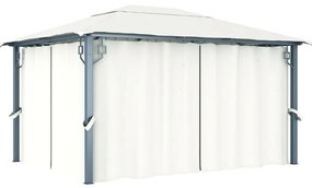 vidaXL Marketos Altán se závěsy 400 x 300 cm krémový hliník