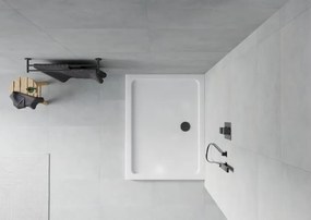 Mexen Flat obdélníkový sprchový kout slim 130 x 90 cm, bílý, černý sifon - 40109013B