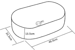 BPS-koupelny Keramické umyvadlo na desku HYD-NI-WH-460 46x31,5 cm, bílé