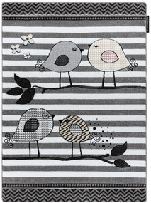 Hans Home | Dětský kusový koberec Petit C549 Birds grey - 160x220