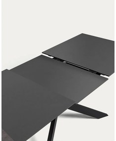 Černý rozkládací jídelní stůl se skleněnou deskou 90x210 cm Atminda – Kave Home