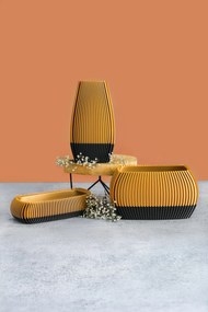 SET TANATO - Set tvoří miska, květináč a váza, černá-zlatá