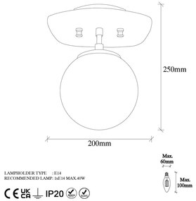 Stropní svítidlo ve zlaté barvě se skleněným stínidlem 20x25 cm Well – Opviq lights