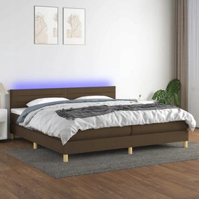 Box Spring Postel S Matrací A Led Textil Tmavě Hnědá vodorovné pruhy 200