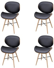 Jídelní židle 4 ks ohýbané dřevo a umělá kůže - Default Title