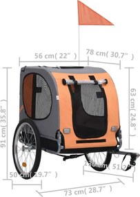 vidaXL Vozík za kolo pro psa červený a černý [91767] Barva: Oranžovo-šedá