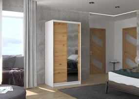 Šatní skříň s posuvnými dveřmi Bario - 100 cm Barva: dub Sonoma