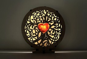 Li-Go "Strom života s achátovým srdcem" lampa s dvojitým podsvícením 20x22cm provedení povrchu: dub