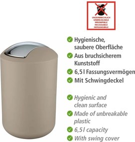 Taupe plastový odpadkový koš 6,5 l Brasil – Wenko