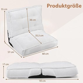 Costway Skládací židle na podlahu s nastavitelným opěradlem a – 60 × 57 × 55 cm