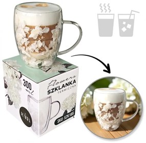 Flamenco Mystique Termální sklo s bílými květy - Hortenzie 300 ml | Designová váza 1 ks - 185 SZK