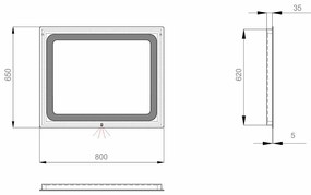 Kingsbath Lava Hella 80x65 koupelnové zrcadlo s LED podsvícením