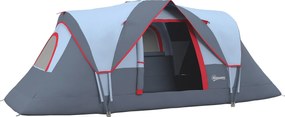 Outsunny Kempingový stan pro 5-6 osob - Stabilní voděodolný rodinný stan s vstupním oknem a obalovou taškou, stan s 3000mm vodním sloupcem a tunelovým